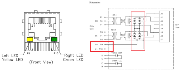 ESP32 Passive PoE (Power over Ethernet) design with basic schematic ...