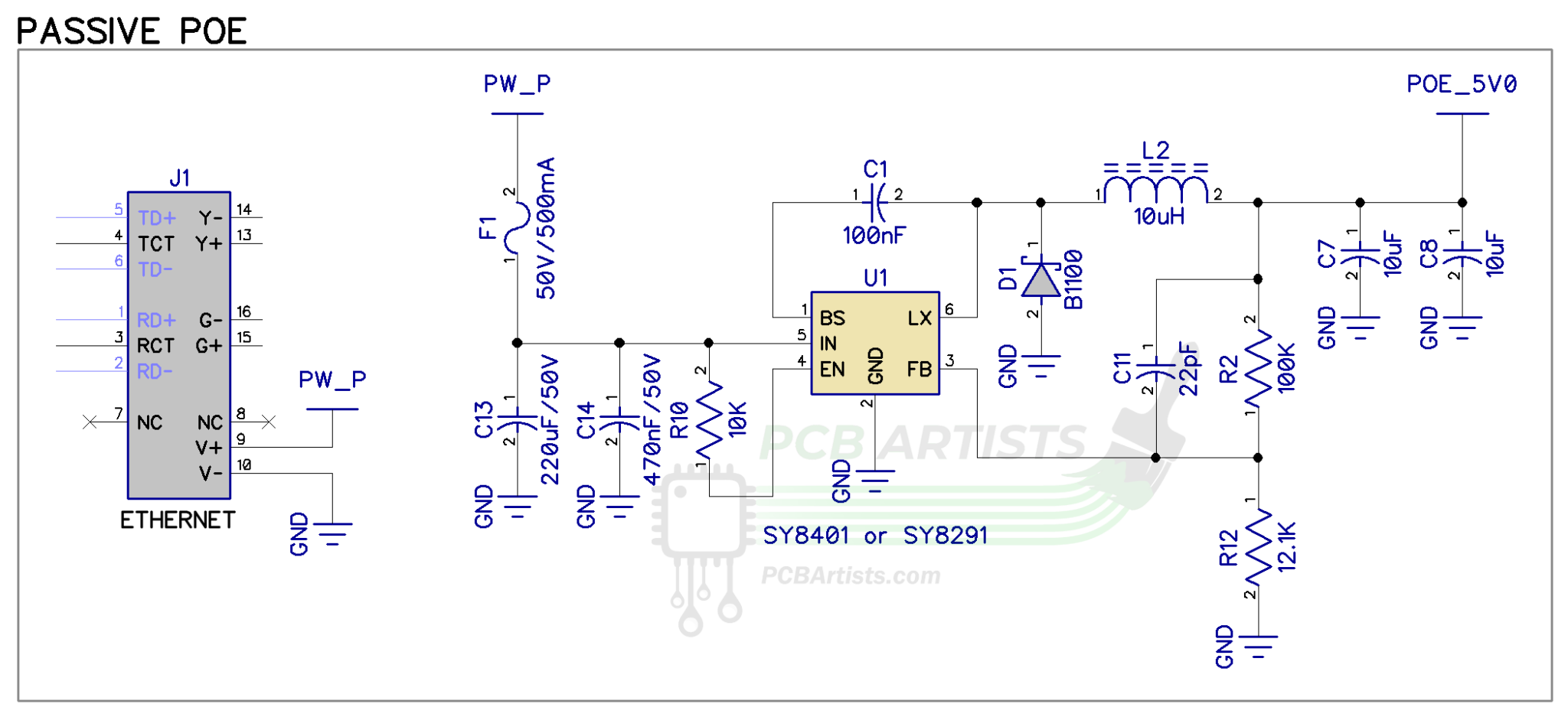 ESP32 Passive PoE (Power over Ethernet) design with basic schematic - PCB Artists